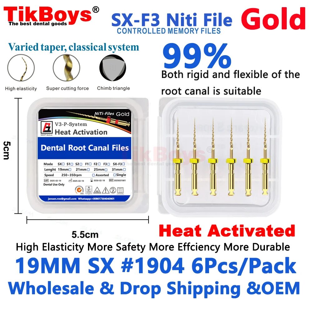 RAISYOU SX-F3 эндофайлы никель-титановые 6 шт.