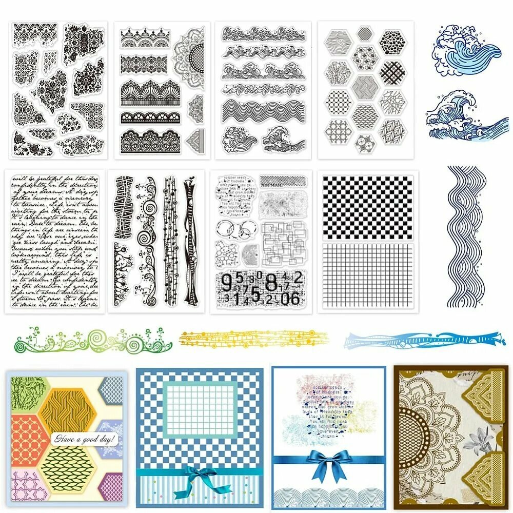 1 комплект пластиковых штампов для скрапбукинга, фотоальбомов, декоративных открыток, штампов разных форм 160x110 мм
