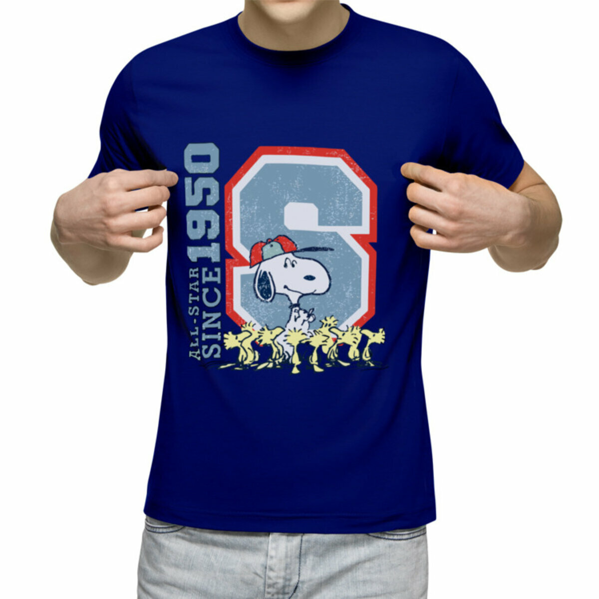 Мужская футболка «Снупи-Snoopy» (синий, L)