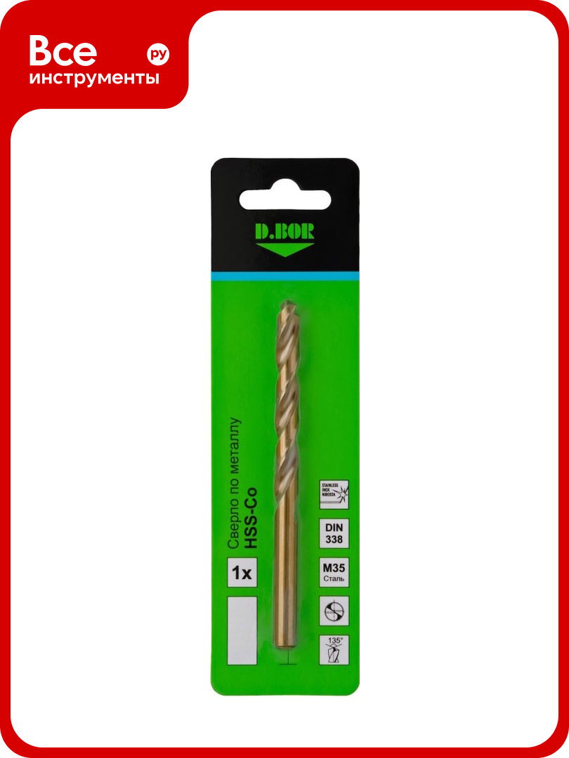 Сверло по металлу COBALT 5%, HSS-Co, DIN 338 11.5х94х142 мм D.BOR D-TD-338-CO5-115-01