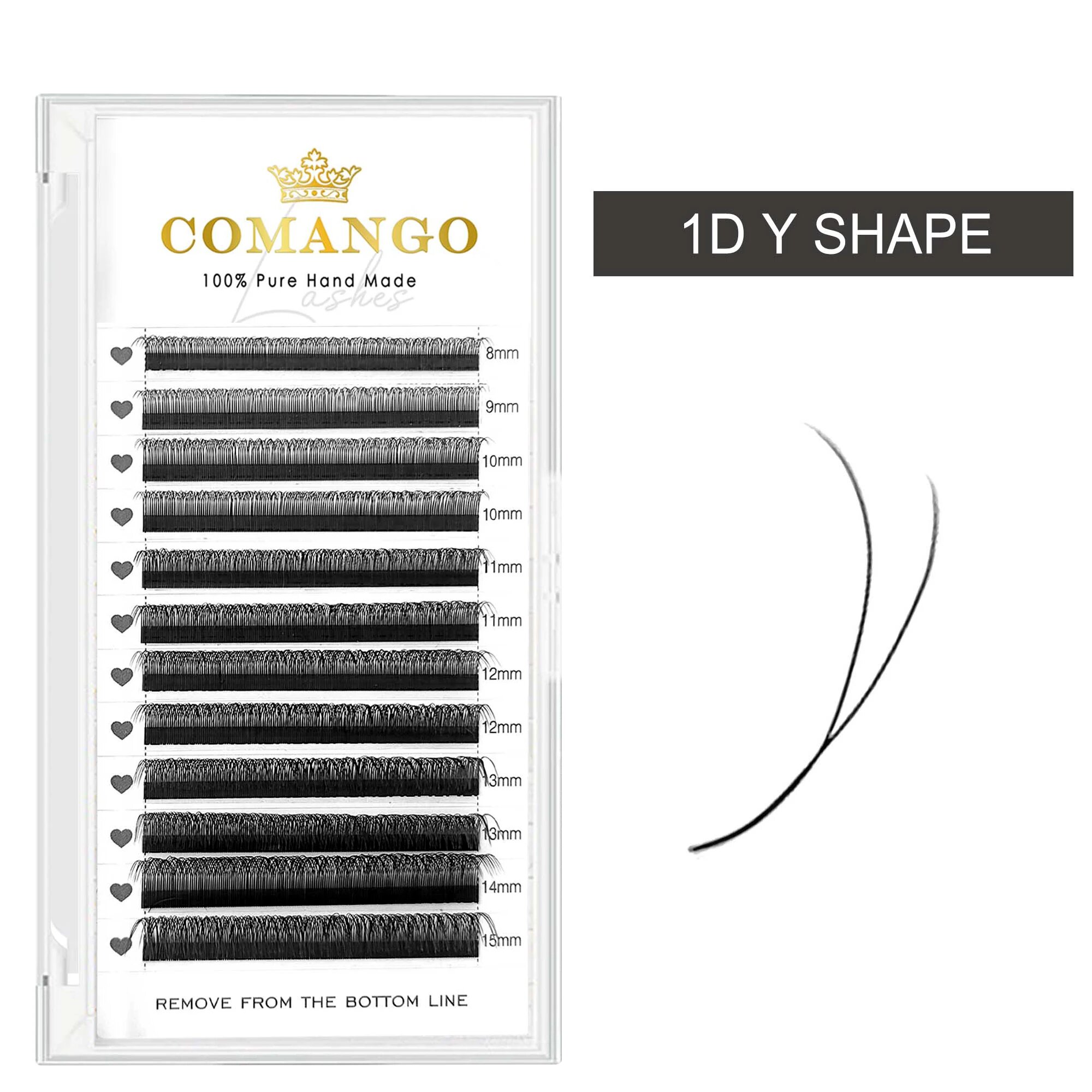 CoMango 1D Y ресницы, Mix 8-12 mm, C изгиб, 0.07 мм