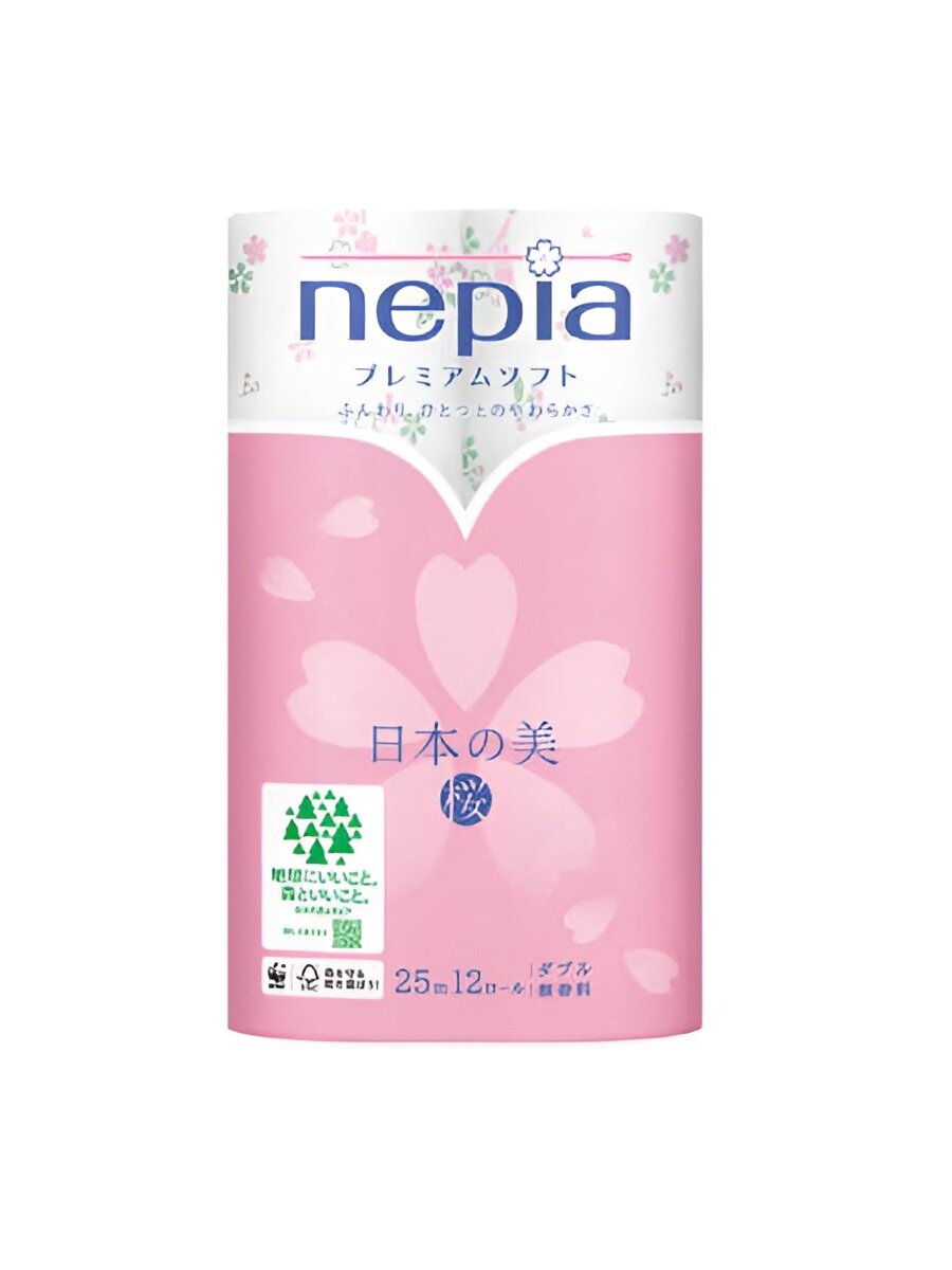 NEPIA Туалетная бумага 2 слоя Premium Soft Япония 12 рулонов