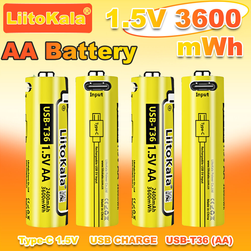 Аккумулятор LiitoKala USB-T36, 3600 mWh, для игрушек, пультов ДУ, ТВ, дронов, электрокаров