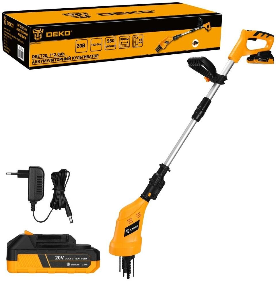 Культиватор аккумуляторный DEKO DKET20, 20В, 1x2.0Ач 065-1215