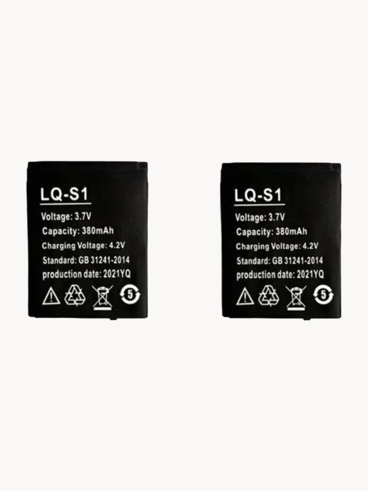 Комплект из двух Аккумуляторов LQ-S1 для смарт часов DZ09 / A1 / GT08 / V8 / 380 мАч Li-ion
