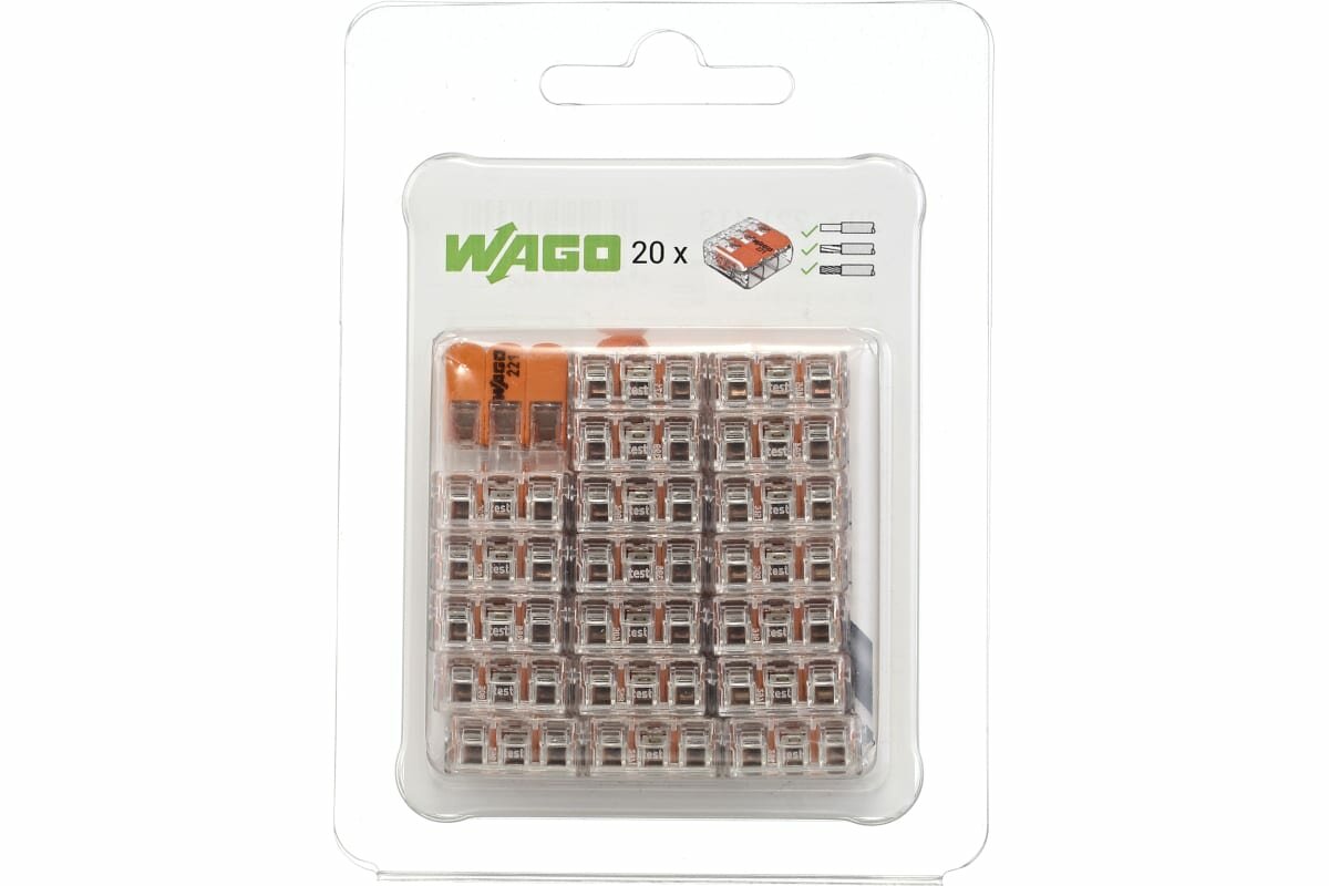 WAGO 221-413 клеммы в блистерной упаковке 20 шт 221-413/20 для электроустановок
