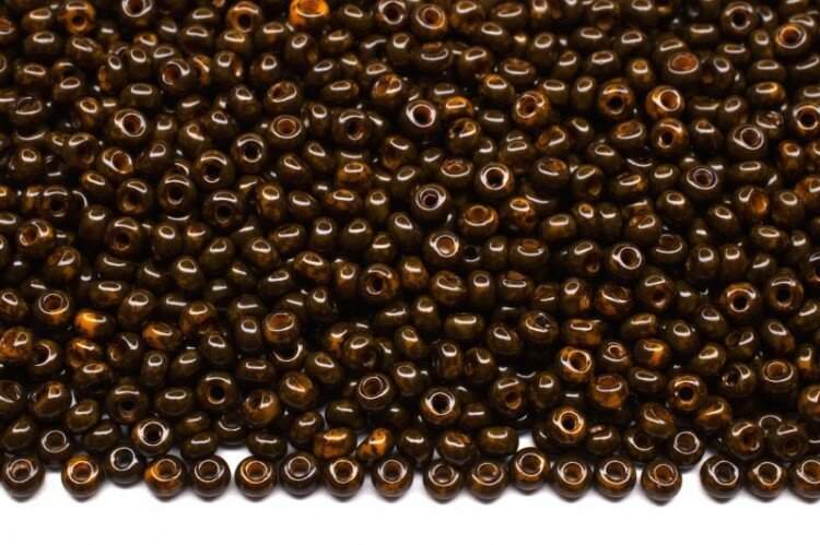Бисер чешский PRECIOSA круглый 10/0 99110 коричневый травертин непрозрачный, 1 сорт, 50г