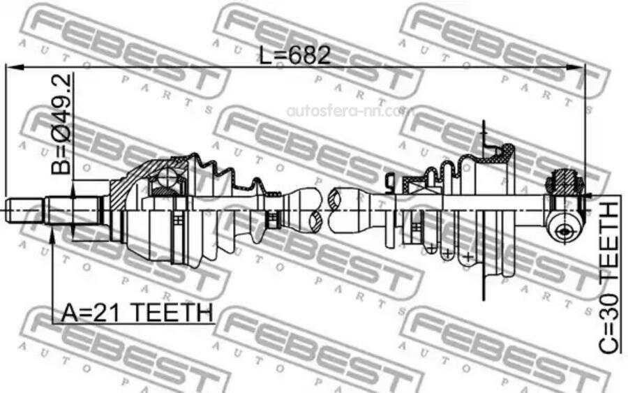 FEBEST 2414LOGLH Привод в сборе RENAULT LOGAN I/SANDERO 1.2-1.6 04- лев. -ABS