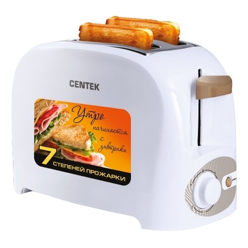 Тостер Centek кухонный электрический для хлеба CT-1420, белый