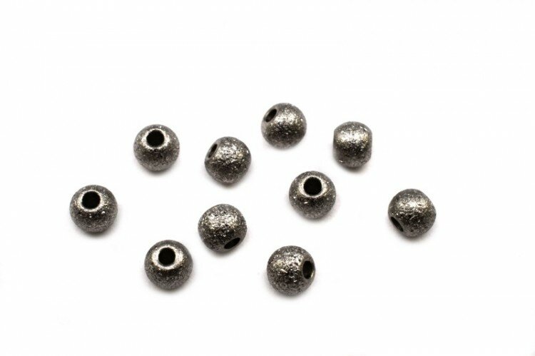 Бусина металлическая с напылением 3мм, отверстие 1мм, цвет платина, хирургическая сталь, 504-038, 10шт