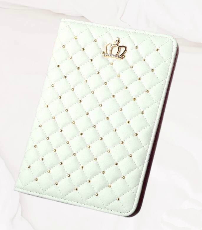 Защитный чехол MyPads обложка стёганная кожа в ромбик с узором для iPad Air 2 - A1566, A1567 цвет белый кожаный