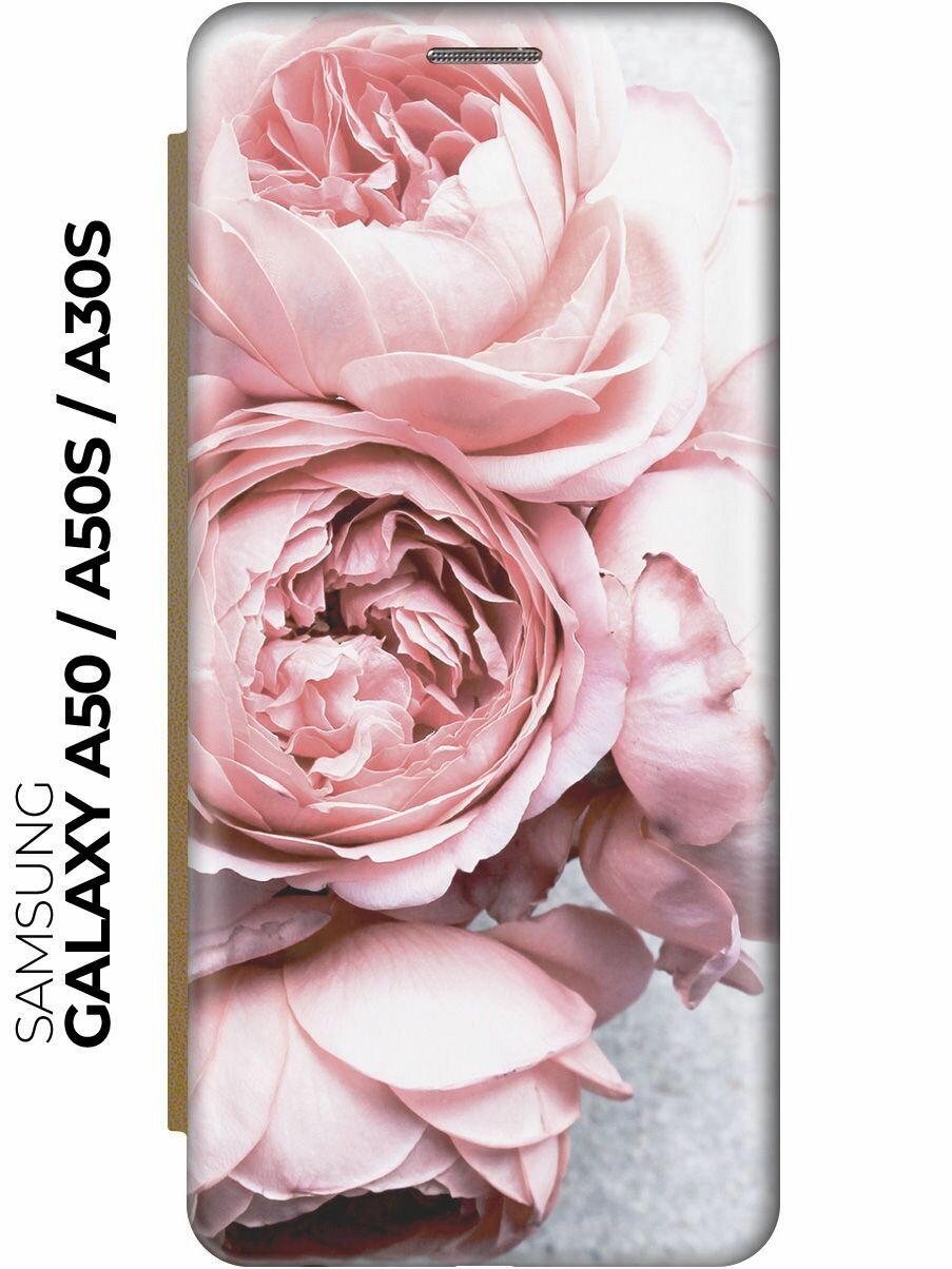 Чехол-книжка Нежность на Samsung Galaxy A50 / A50s / A30s / Самсунг А50 / А30с / А50с золотой