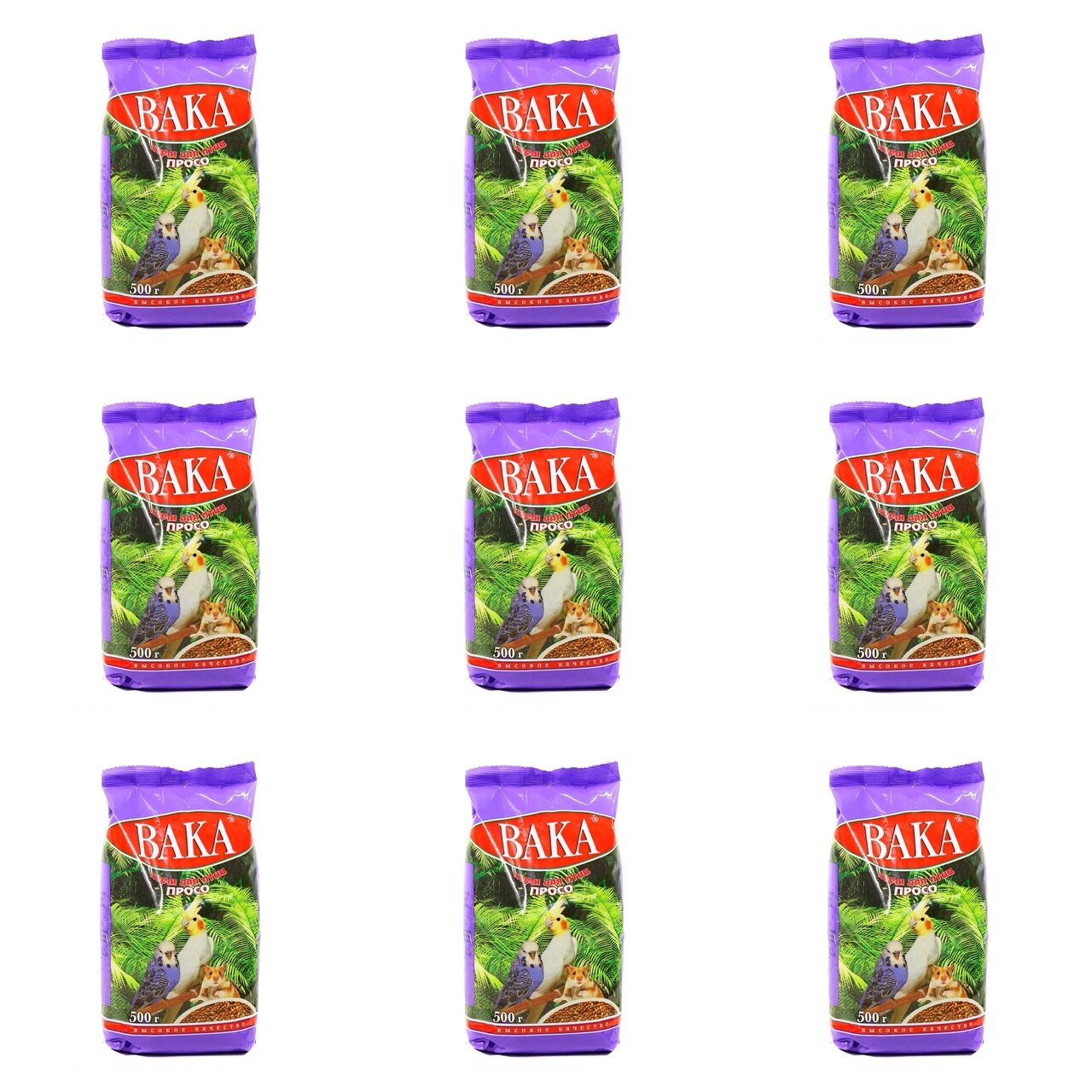 Корм для птиц Вака ВК Просо для мелких и средних попугаев, 500 г, 9 уп
