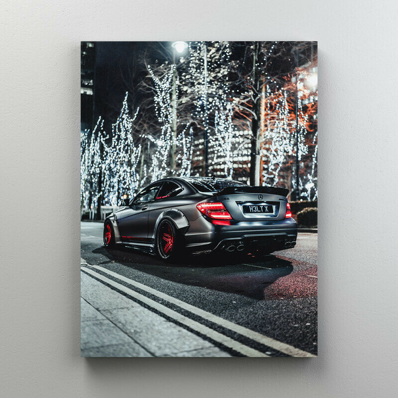Интерьерная картина на холсте "Авто - Mercedes Benz С 63 - Мерседес Бенц" размер 22x30 см