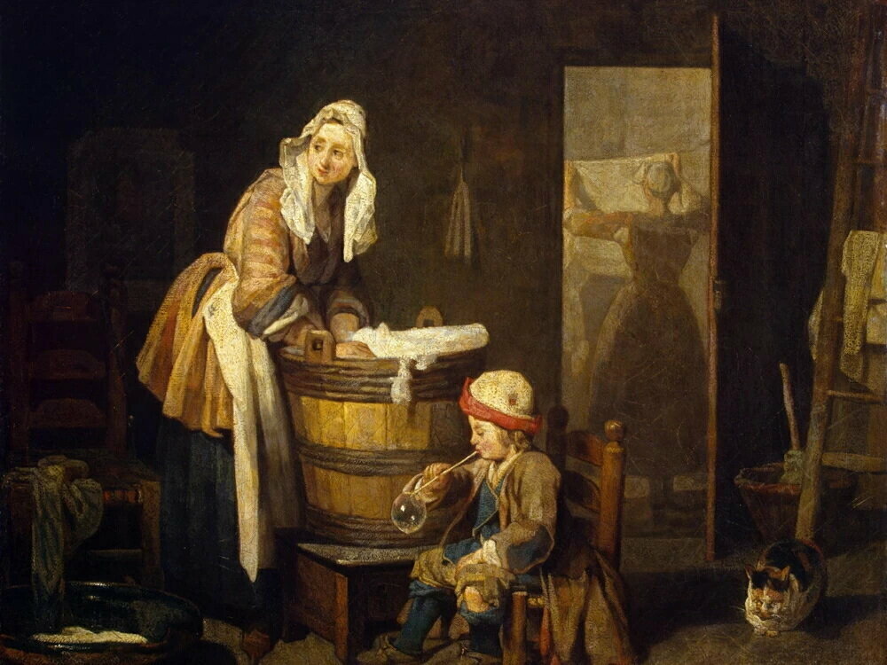 Плакат, постер Жан Батист Симеон Шарден-Прачка на бумаге, размер 60х84см