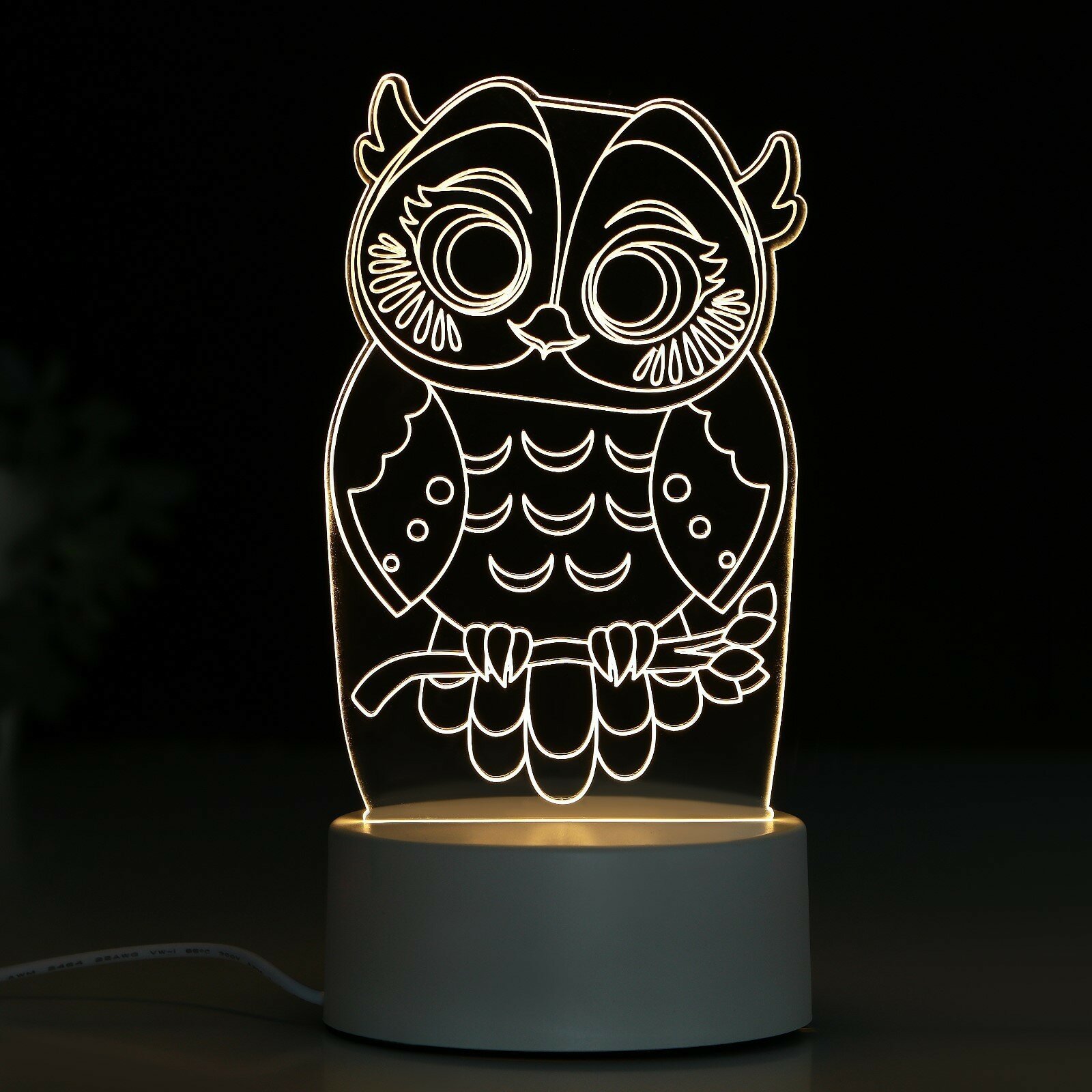 Ночник из акрила «Сладких снов», разноцветный свет, пластик, от usb