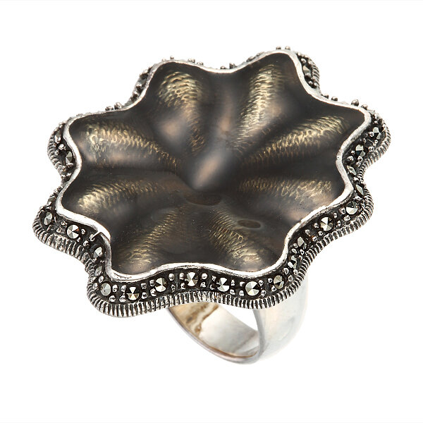 Кольцо, серебро, 925 проба, марказит