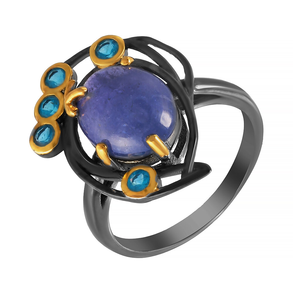 Кольцо, серебро, 925 проба, апатит, танзанит