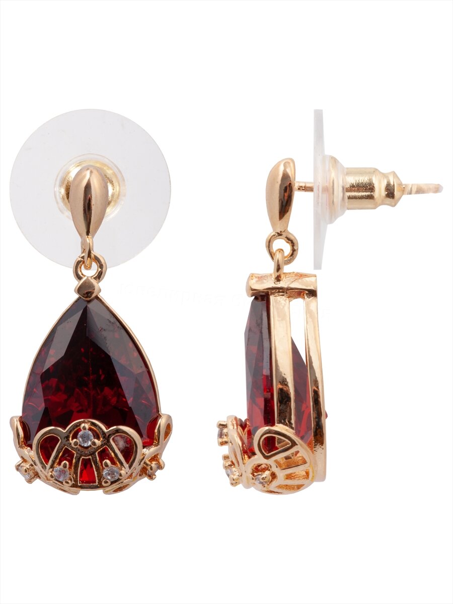 Серьги клипсы, гранат