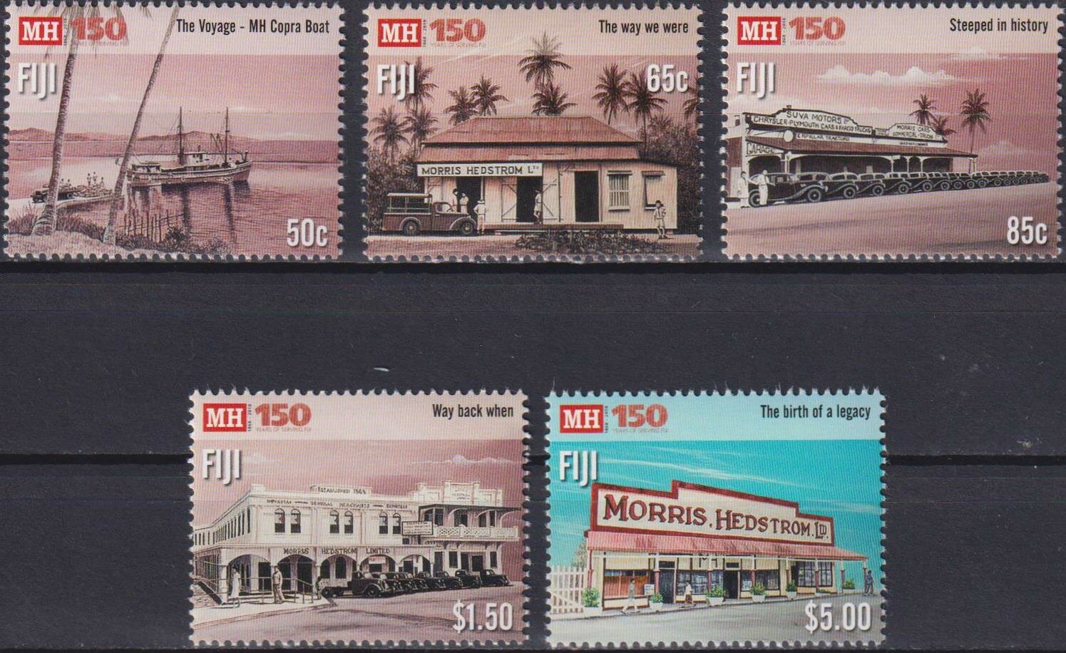 Почтовые марки Фиджи 2019г. "150-летие Моррис Хедстром Ltd." Архитектура, Экономика, Торговля MNH