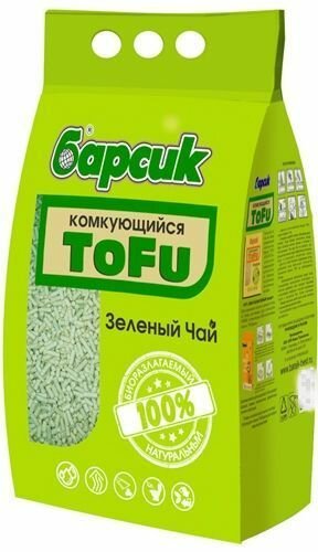 Барсик Наполнитель TOFU Зелёный Чай древесный комкующийся 4,54л