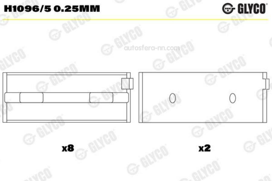 GLYCO H10965025MM Вкладыши ДВС коренные (к-т) Alfa Romeo, Fiat, Lancia
