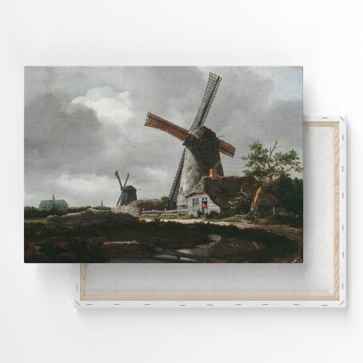 Картина на холсте, репродукция / Якоб ван Рёйсдал - Landscape with Windmills / Размер 80 x 106 см