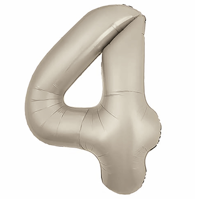 Шар фольгированный ненадутый Р цифра 4 40" Сатин Кремовый