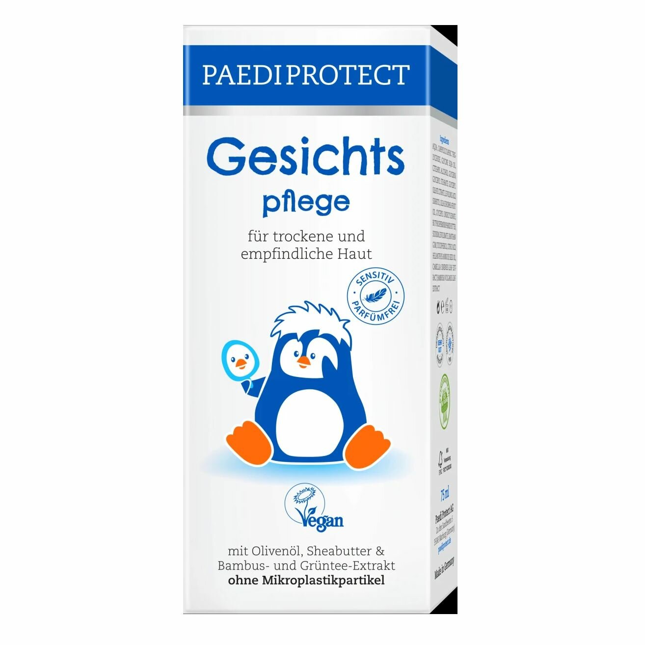 Pflegelotion Крем для лица детский успокаивающий для чувствительной кожи с оливковым и маслом ши для детей и младенцев, 75 мл