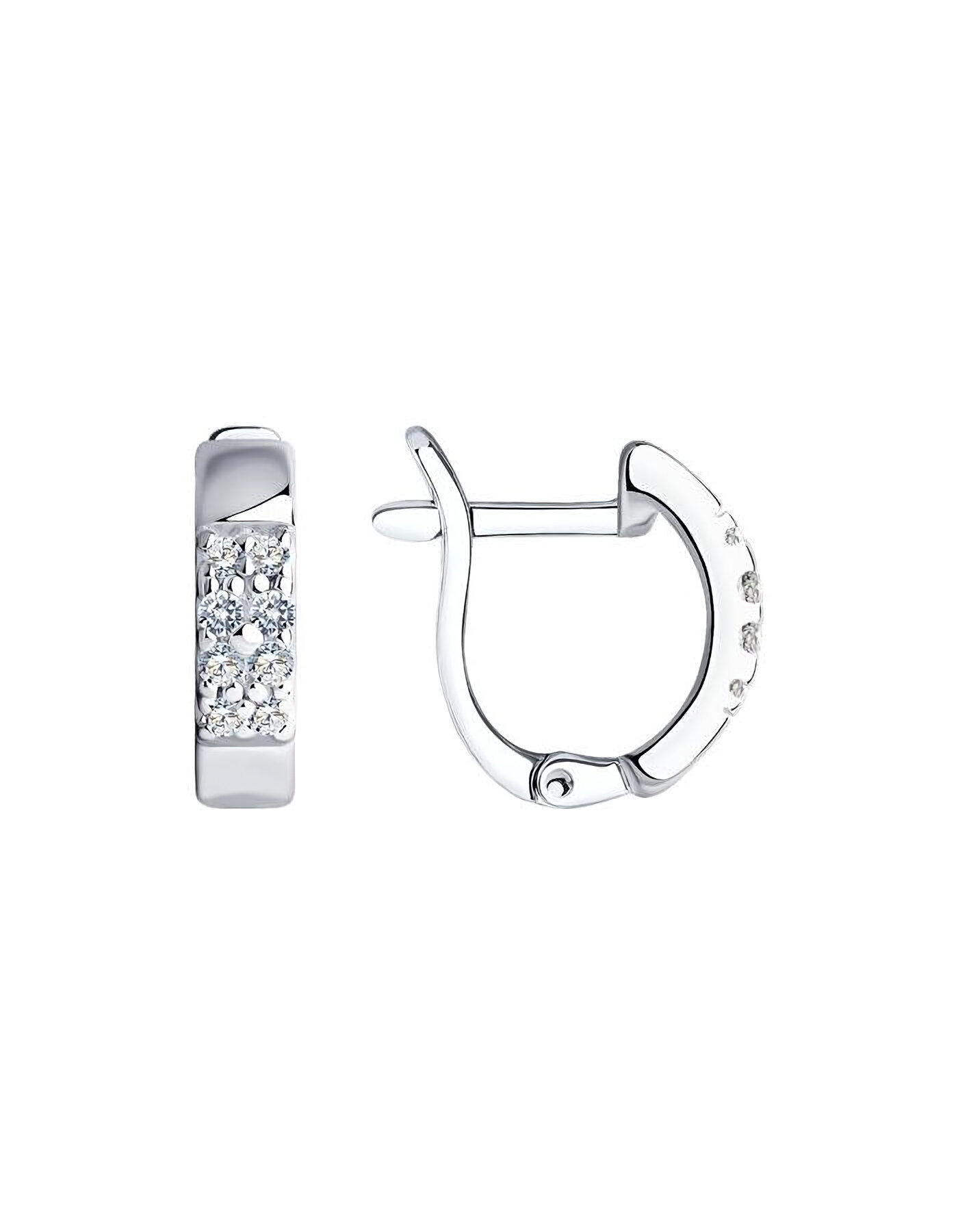 Серьги, серебро, 925 проба, родирование, фианит