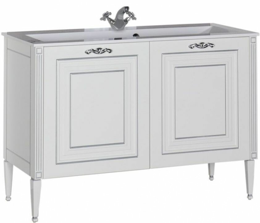 Тумба под раковину в ванную Aquanet Паола 120 белый/серебро