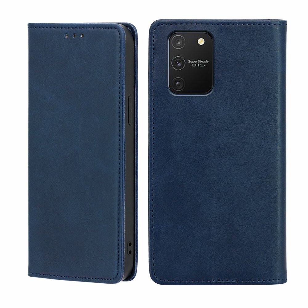 Чехол-книжка MyPads для Samsung Galaxy S10 Lite / A91 / Самсунг S10 Лайт / А91 , Телячья кожа, закрывающаяся на магнит, синий