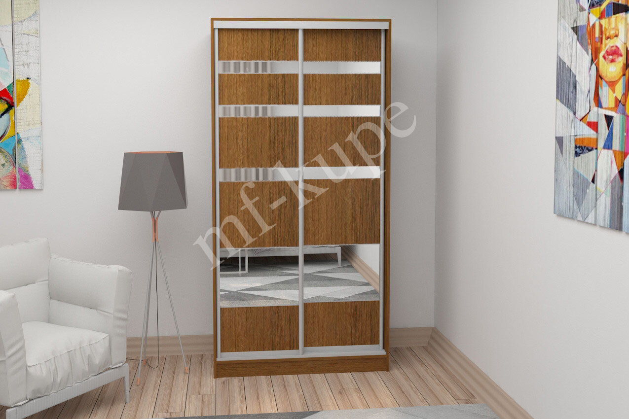 Шкаф купе, для одежды Кардинал 2, МФ-Купе, 80х45х240, платяной, цвет орех экко