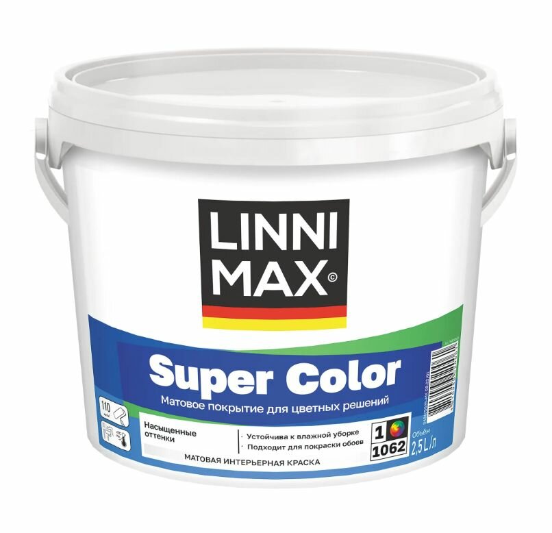 Краска интерьерная Linnimax Super Color цвет белый база Б1 2.5 л