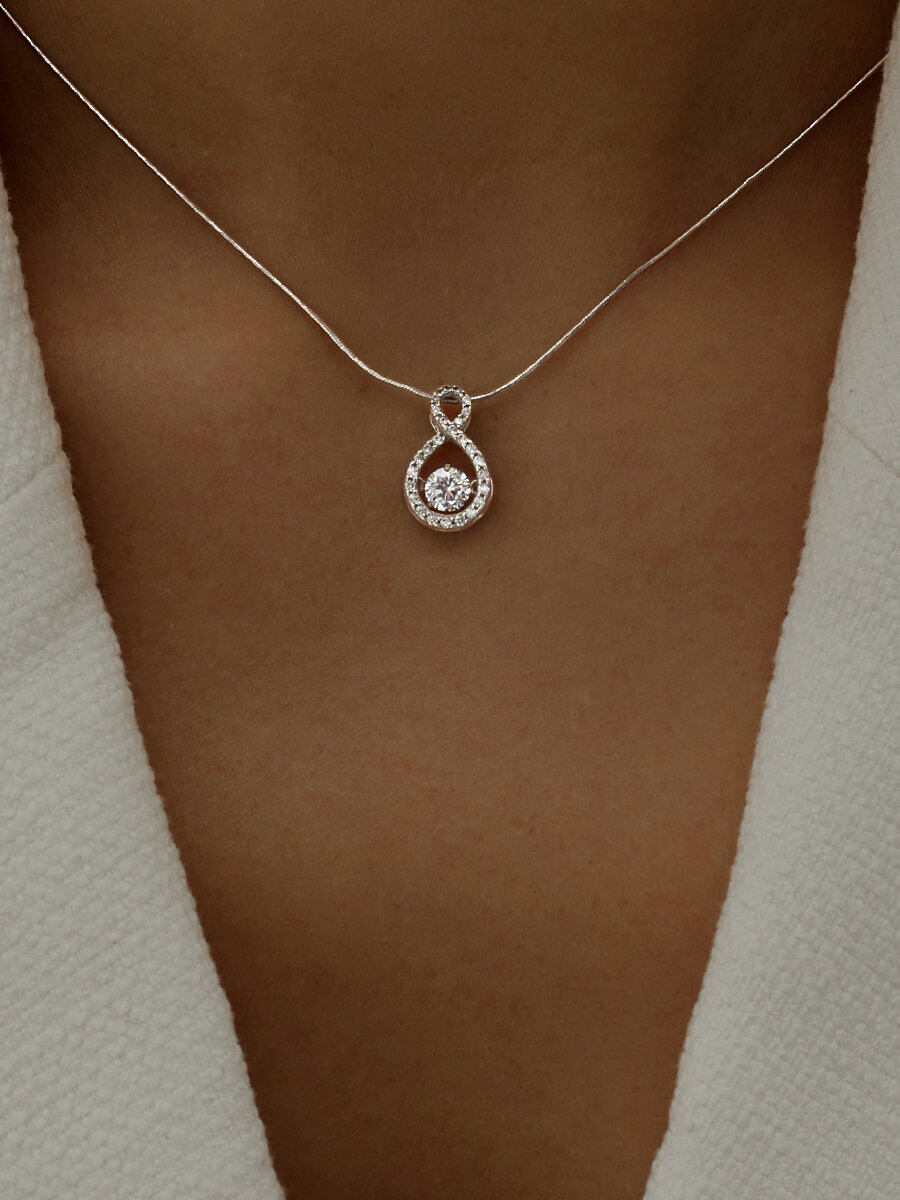 Подвеска, серебро, 925 проба, родирование, фианит