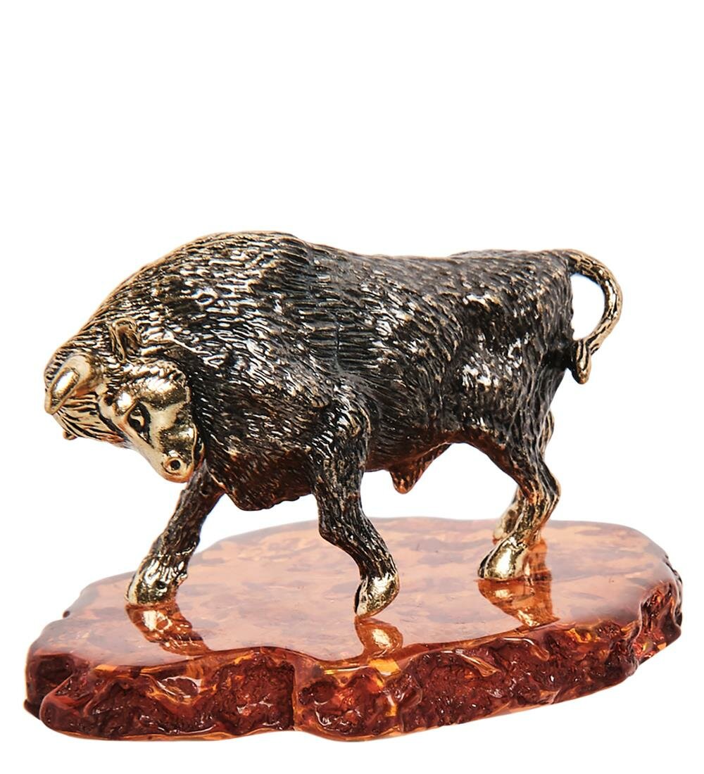 Фигурка Бык (латунь, янтарь) A2087824 Народные промыслы бронзовый