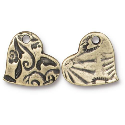 Подвеска 15х14мм, TierraCast, сердечко, Амор, базовый материал - оловянный сплав, бронзовое с чернением, 2 шт.