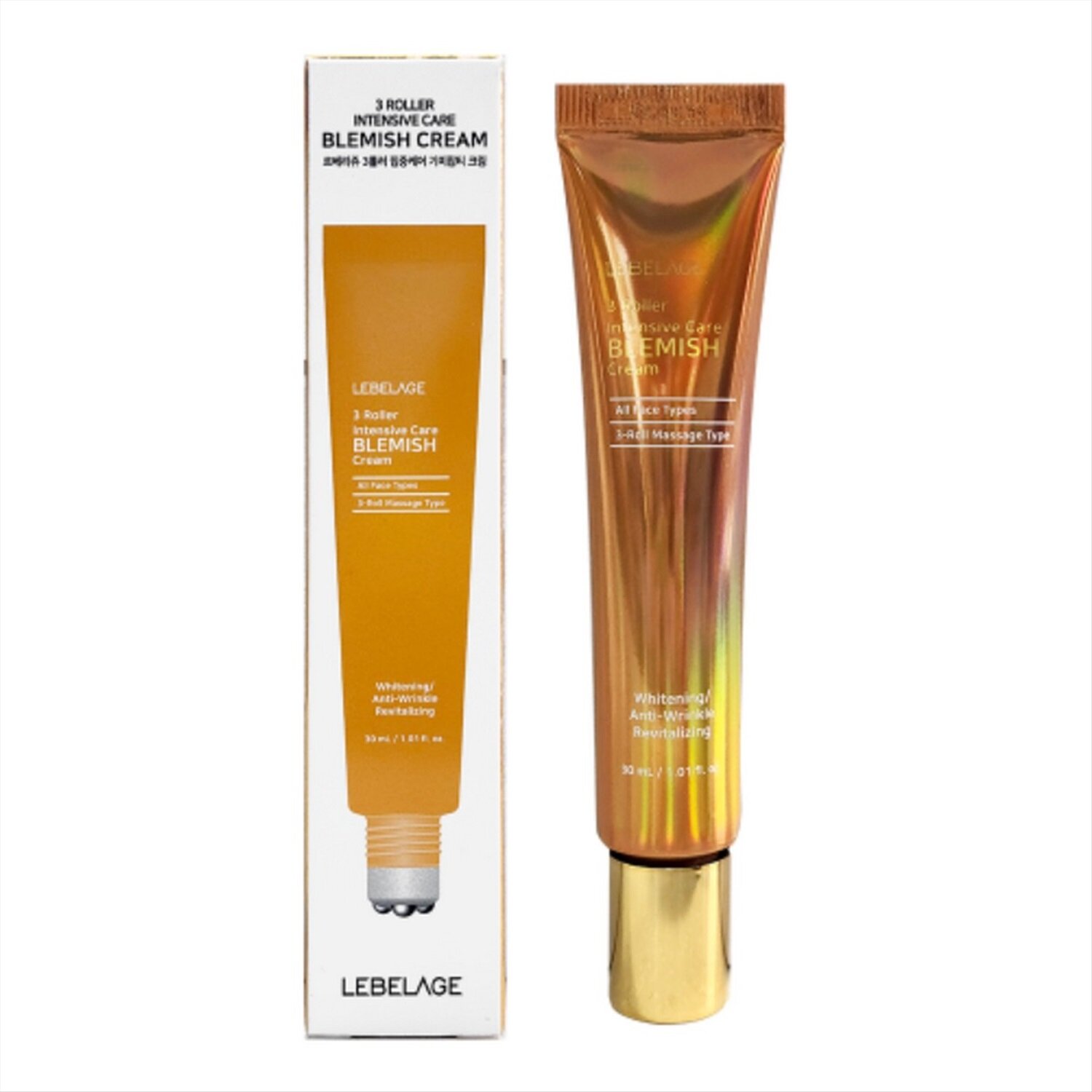 Крем-роллер для кожи лица осветляющий Lebelage 3 Roller Intensive Care Blemish Cream (30 мл)