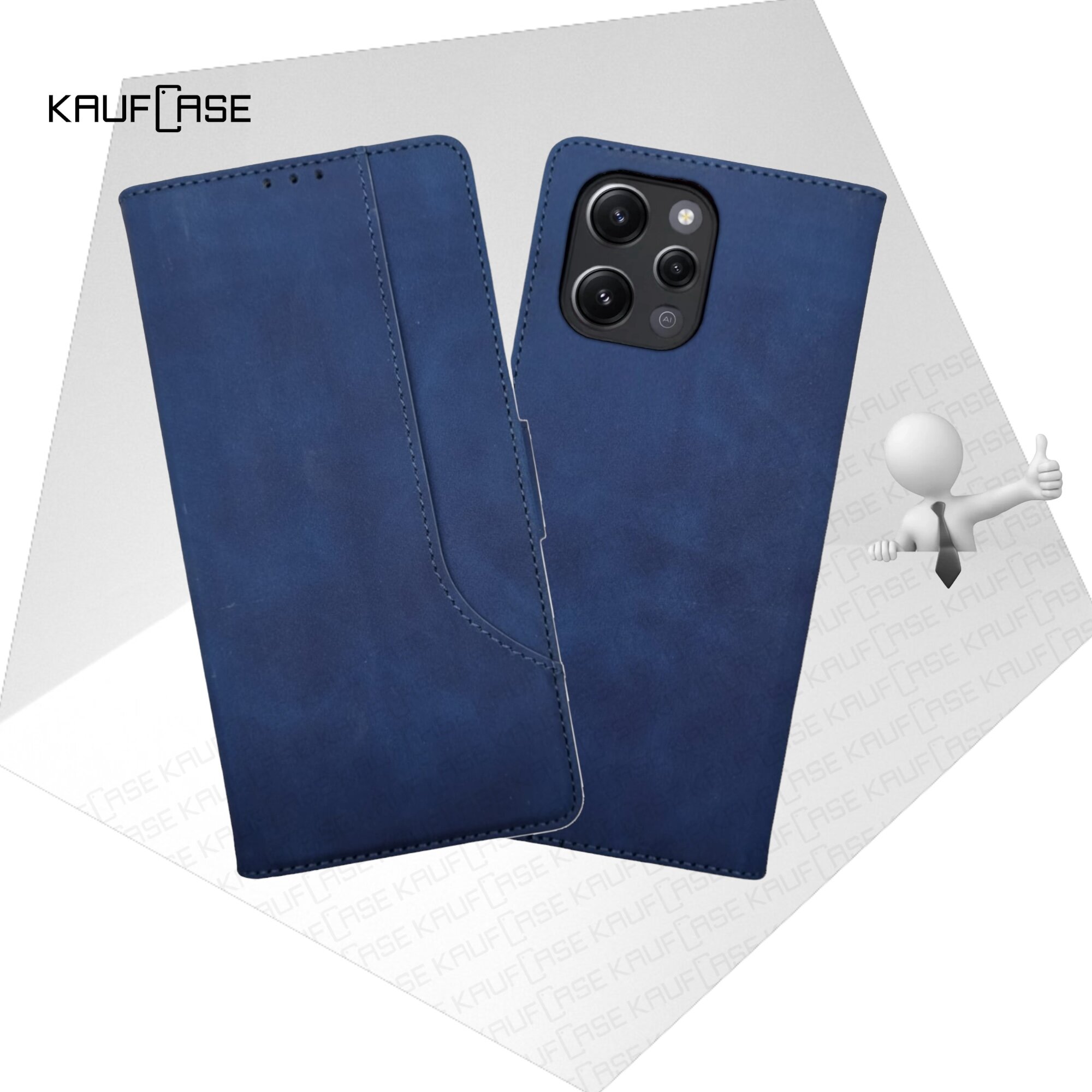 Чехол книжка с карманом кошельком для вашего смартфона Xiaomi Redmi 12 /Redmi 12R (6.79"), темно-синий. Матовая текстура под кожу, дополнительный карман на крышке чехла, отделения для карт и купюр