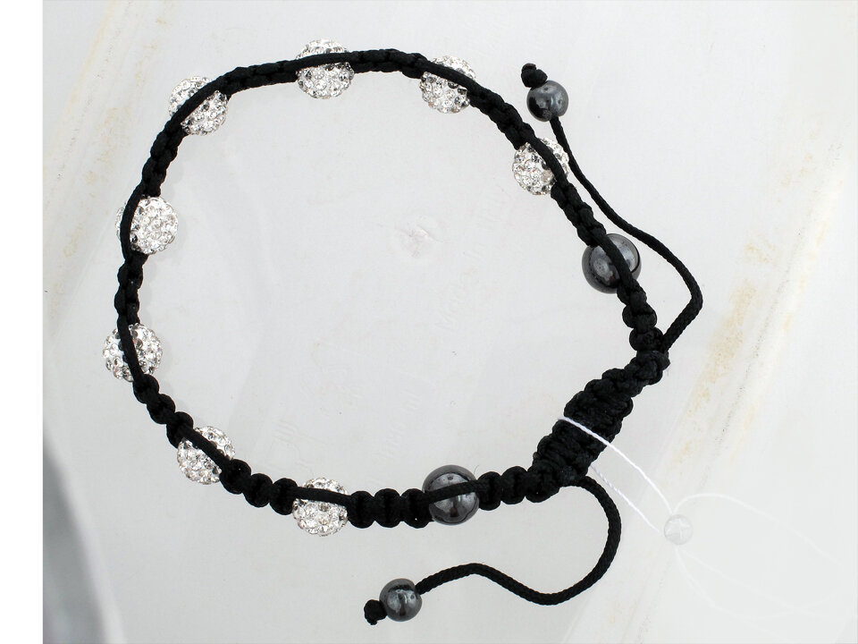 Браслет, стекло, гематит