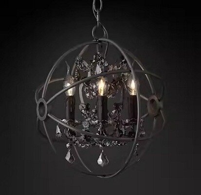 Подвесная люстра в стиле Gyro Crystal Chandelier by Timothy черные кристаллы (3 лампы 40*40 см)