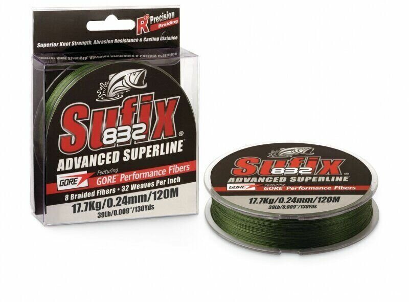 Леска плетеная SUFIX 832 Braid зеленая 120 м 0.13 мм 8,2 кг