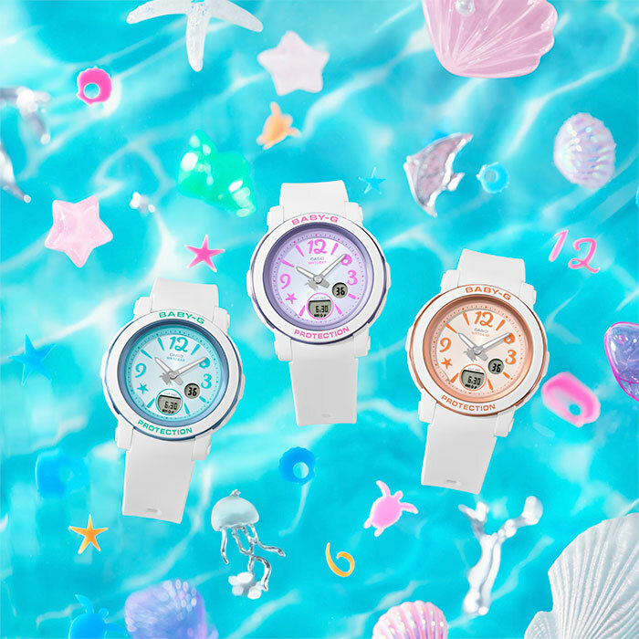Наручные часы CASIO Baby-G, белый, серый, оранжевый — фото 1