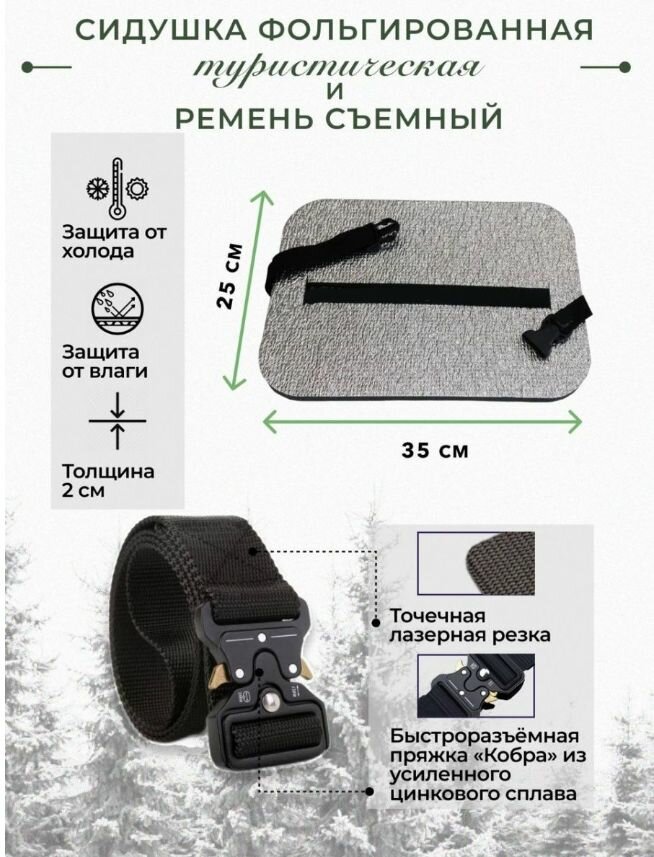 Сидушка туристическая / поджопник пенка сидушка для похода / коврик туристический для леса, Серая