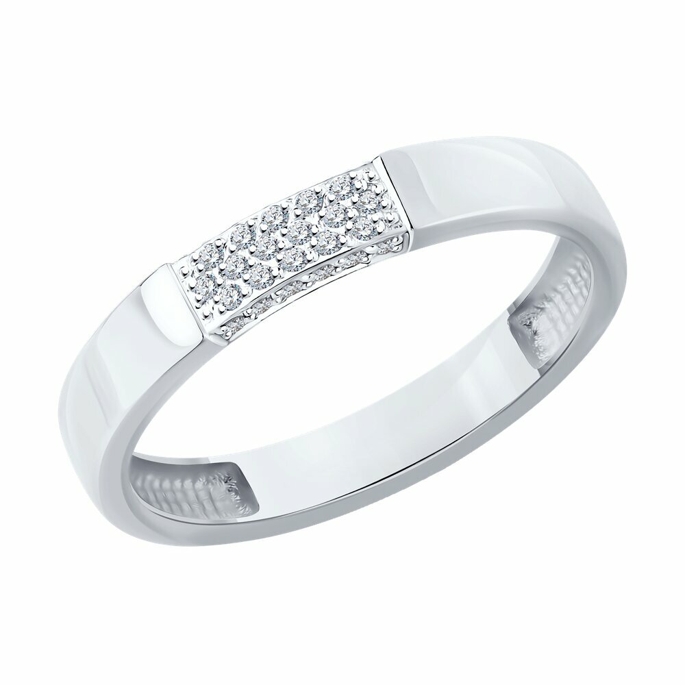 Кольцо обручальное, белое золото, 585 проба, бриллиант