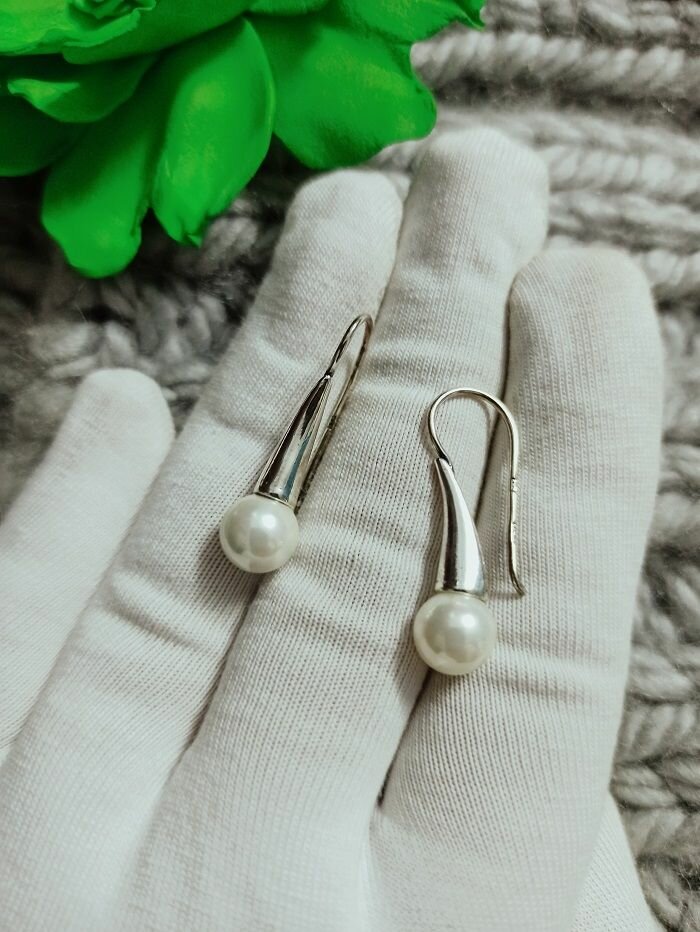 Серьги, жемчуг имитация, искусственный камень