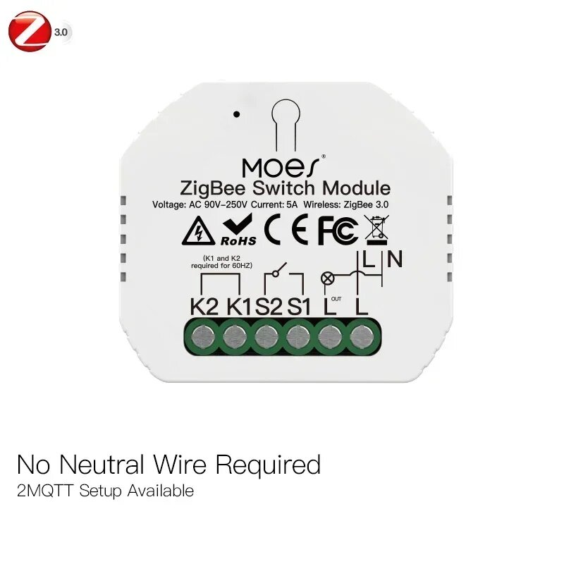 MOES Smart ZigBee Wi-Fi модуль переключателя Single Fire Switch