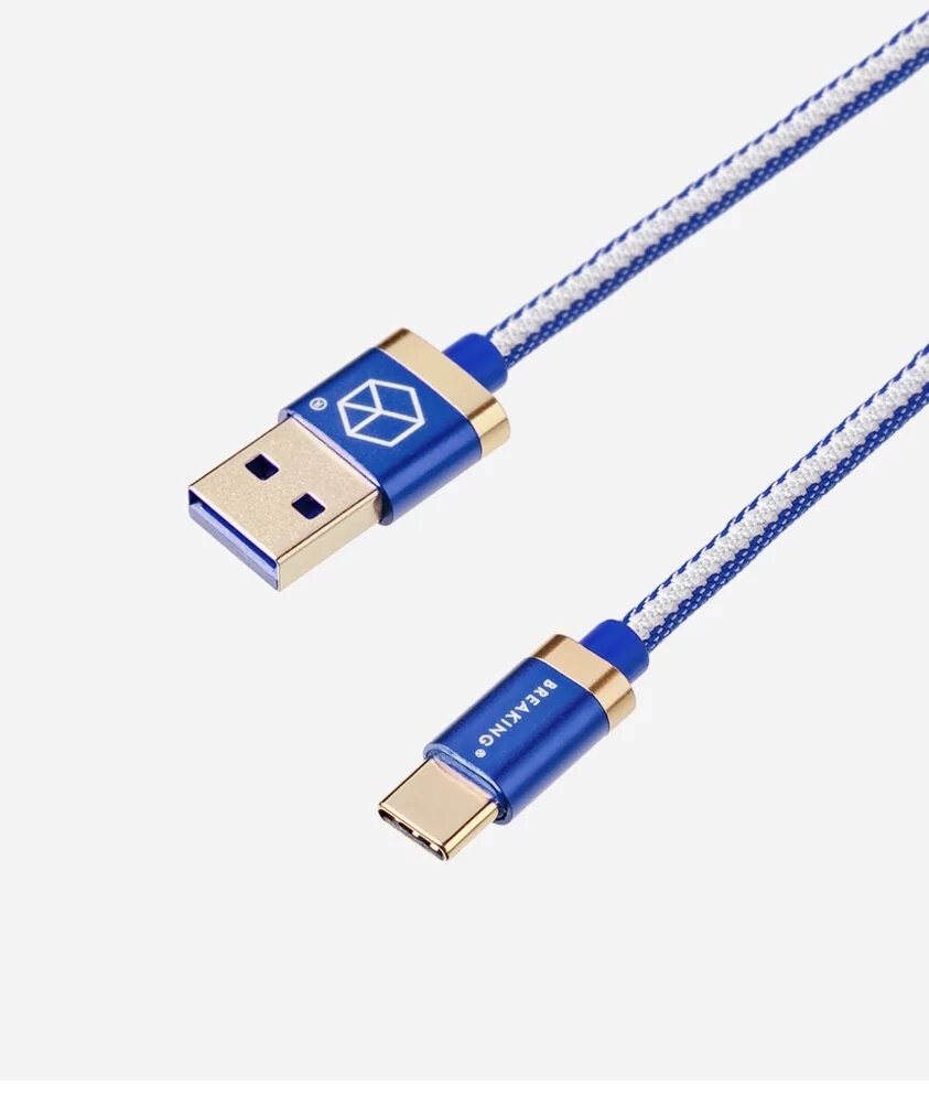 Кабель Breaking Denim USB - Type-C 1m. джинса (Синий) коробка (21231)