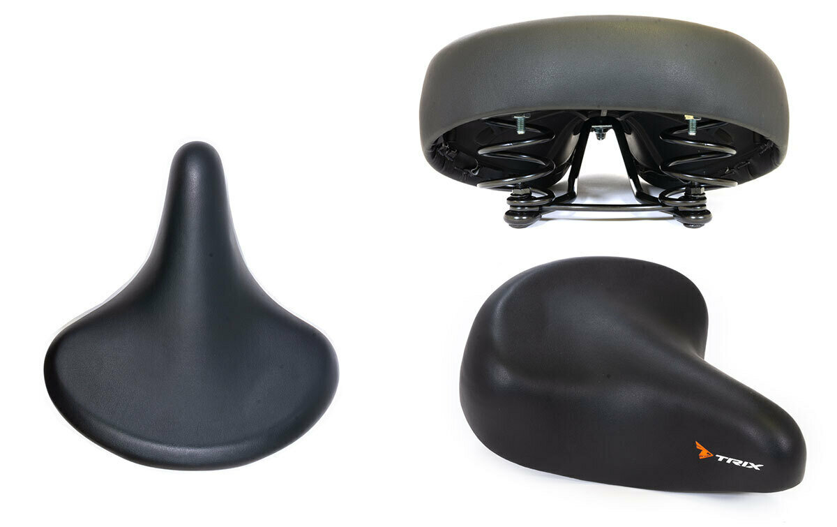 Седло велосипедное TRIX SDTX50215S0BK, с пружинами, кожа, черное
