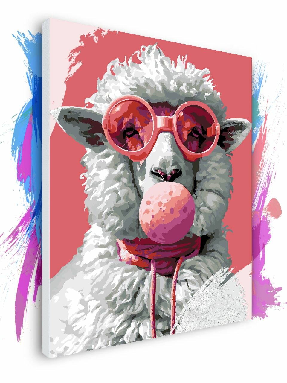 Картина по номерам на холсте Овечка в розовых очках, 50 х 70 см
